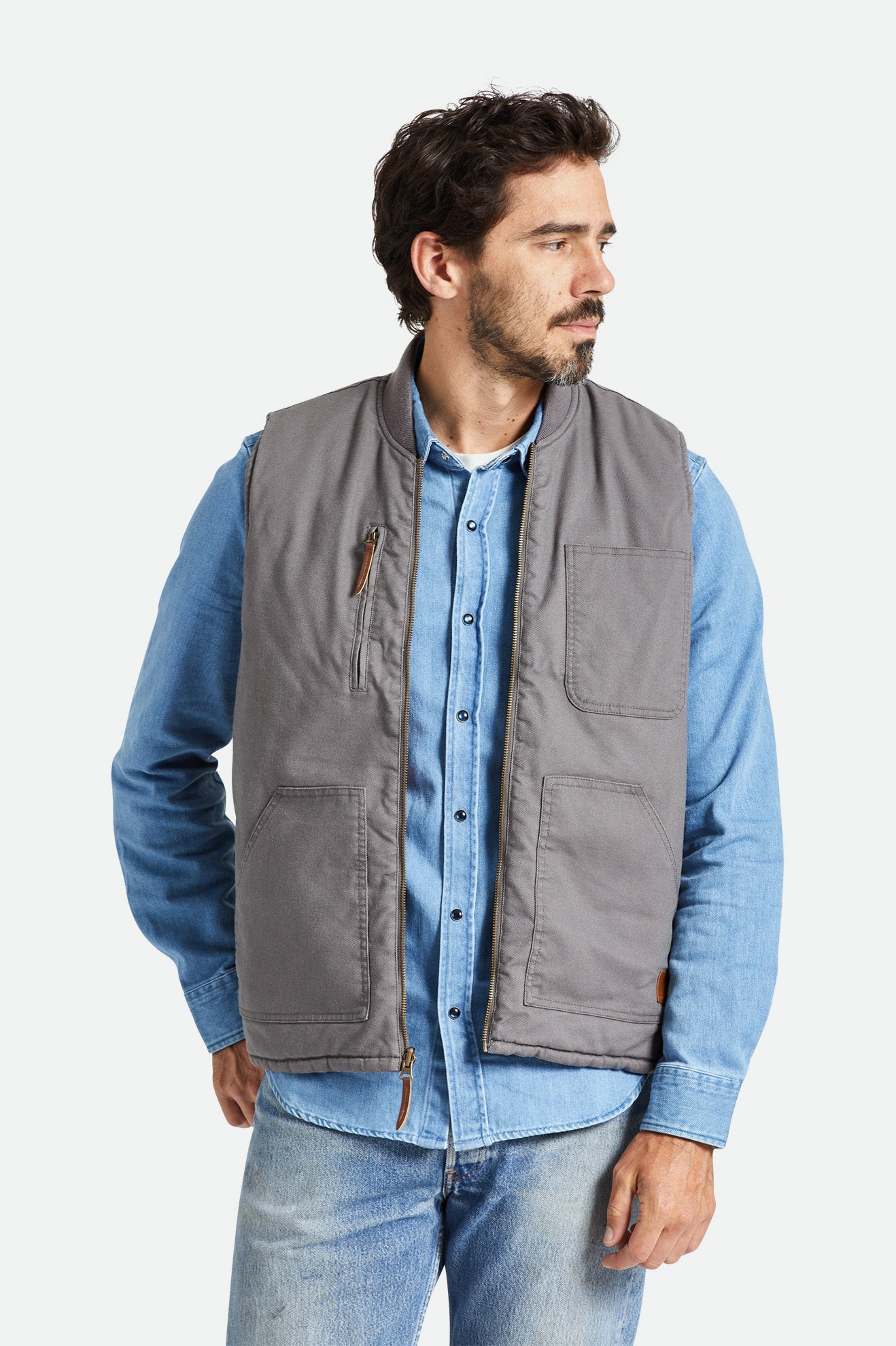 Brixton Abraham Rev Vest (Charcoal Black) | Passenger Outfitters